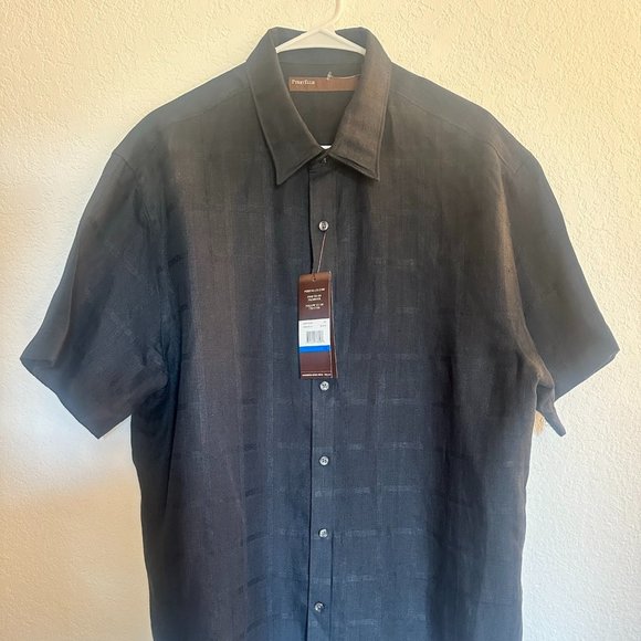 Perry Ellis | Shirts | Perry Ellis Mens Short Sleve Shirt Xl Black ...